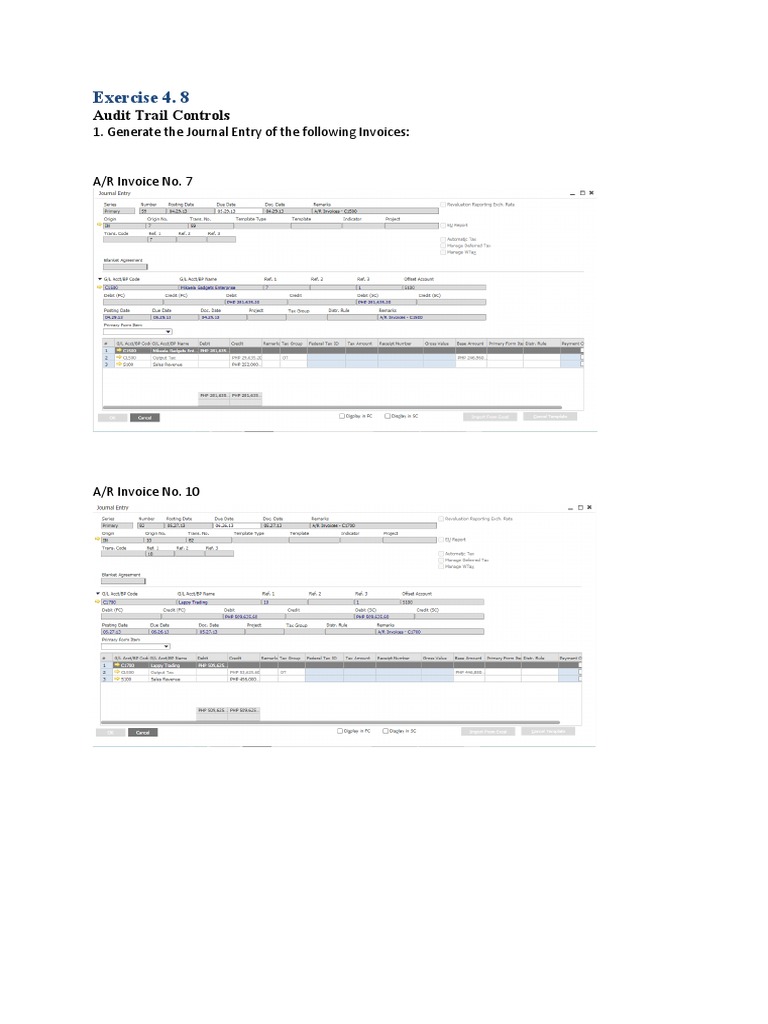 Proposed Adjusting Entries for Audit Testing of Existence Assertions ...