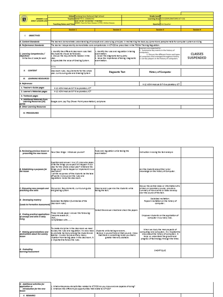 DLL-ict-css Week #1 | PDF | Educational Assessment | Learning