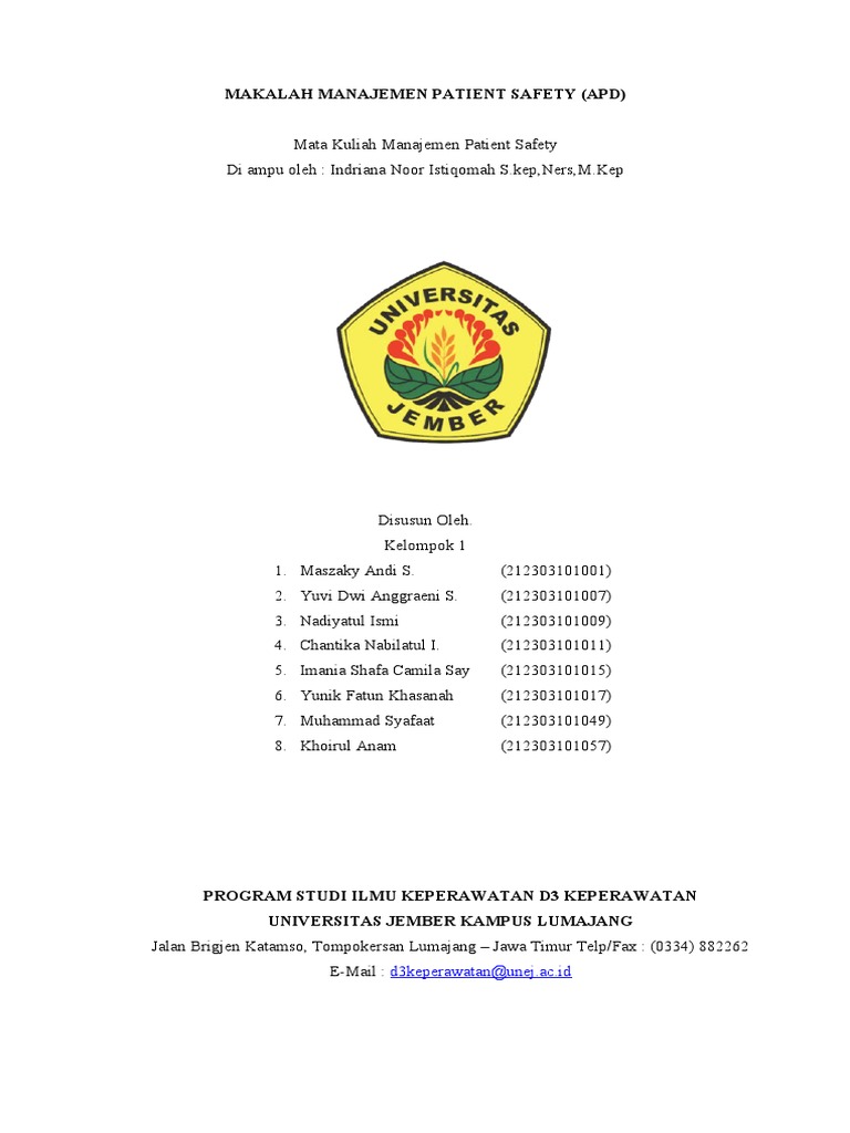 Makalah Manajemen Patient Safety - Kel 1 | PDF Makalah Manajemen Patient Safety - Kel 1 | PDF