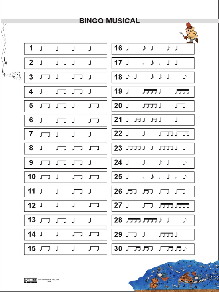 Cartones bINGO mUSICAL 2016 | PDF