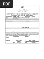 Coa Cert. of Expenses Not Requiring Receipt 1 | PDF