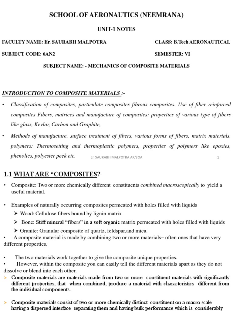 Mechanics of Composite Material Full Notes | Download Free PDF ...