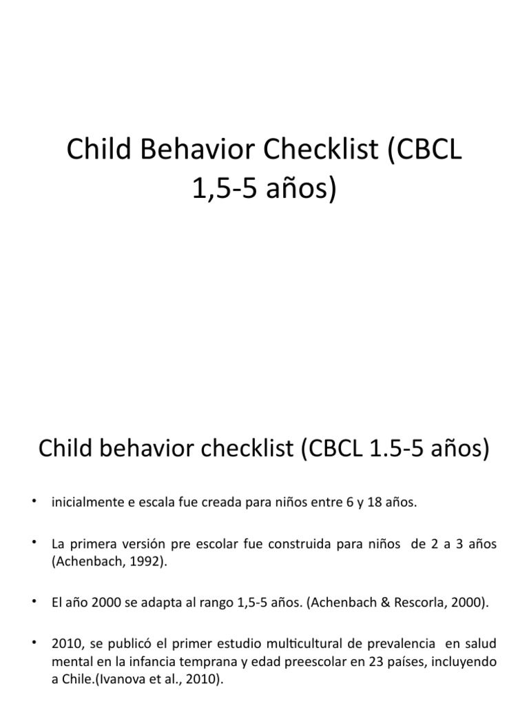 Child Behavior Checklist (CBCL 1,5-5 Años) | PDF | Sicología | Psicología anormal