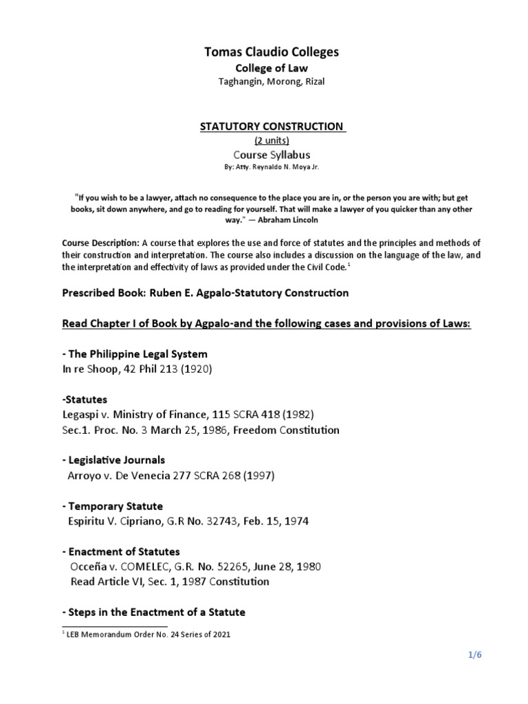 Statcon. - Moya JR | PDF | Statutory Interpretation | Social Institutions