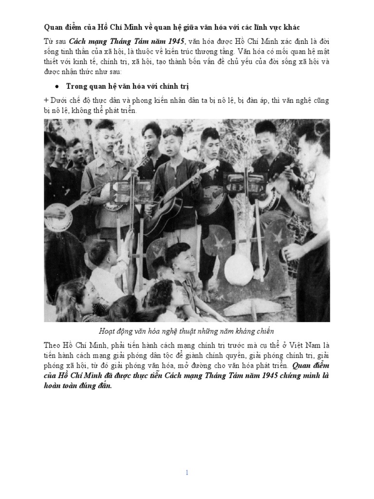 Quan điểm của Hồ Chí Minh về quan hệ giữa văn hóa với các lĩnh vực khác | PDF