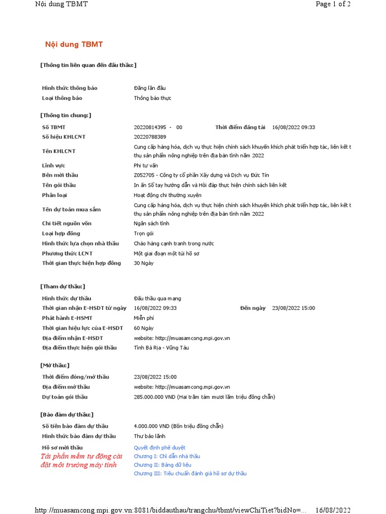 Thong Tin Goi Thau Chung | PDF