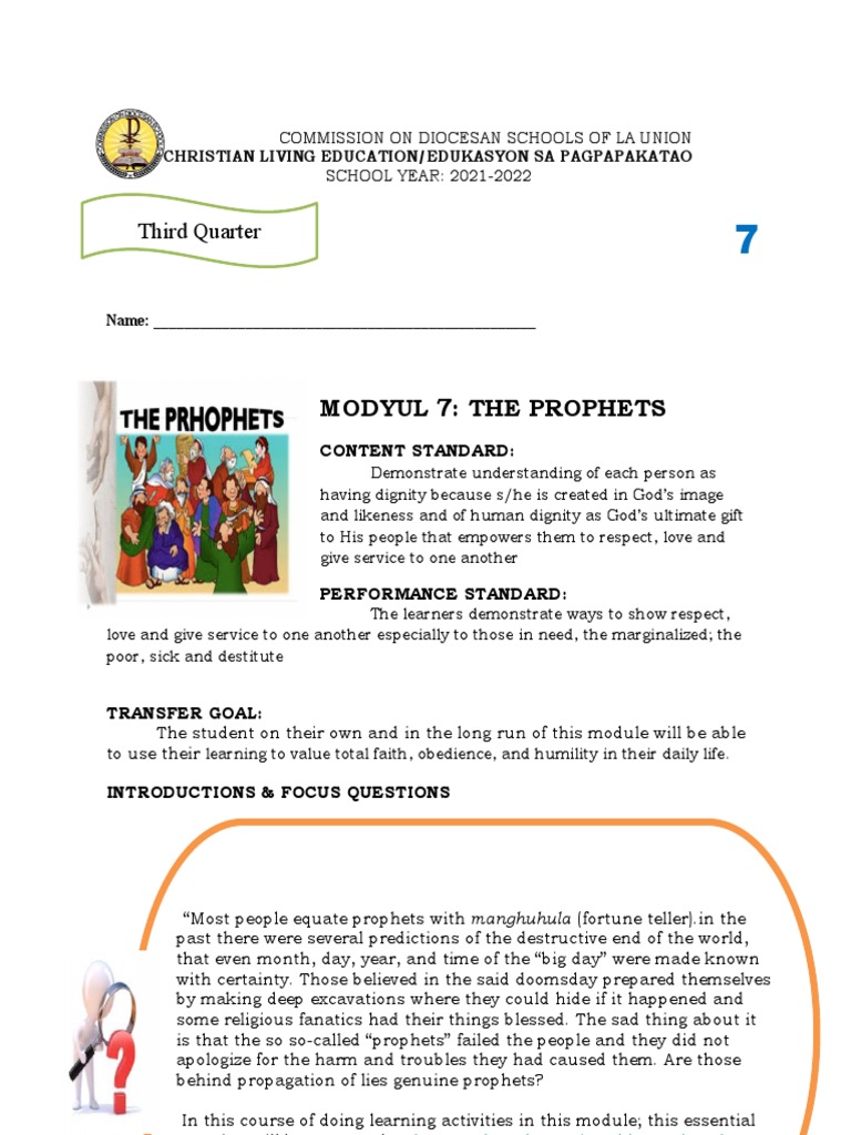 Grade-7-Module-7-3rd-Quarter-PROPHETS | PDF | Ezekiel | Jeremiah