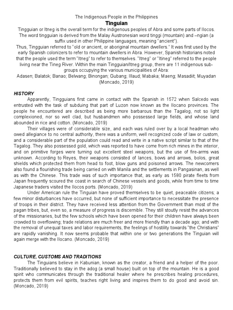 Tinguian Culture and Traditions Overview | PDF | Social Science