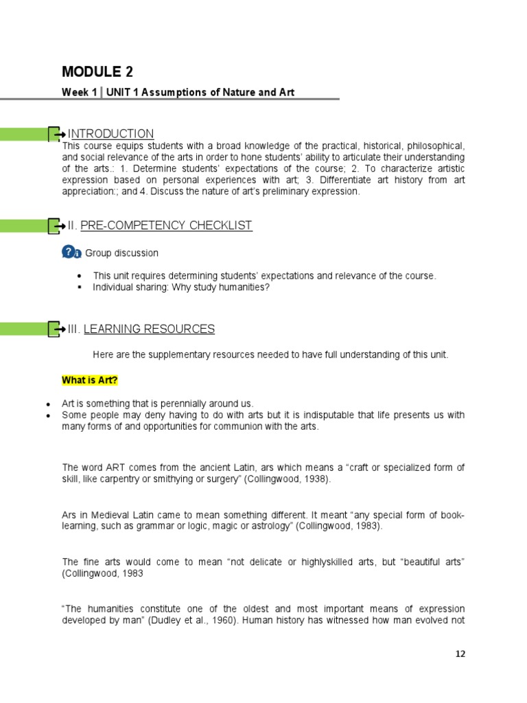 ART APPRECIATION MODULE 2 (Week 1) | PDF | Experience | Perception