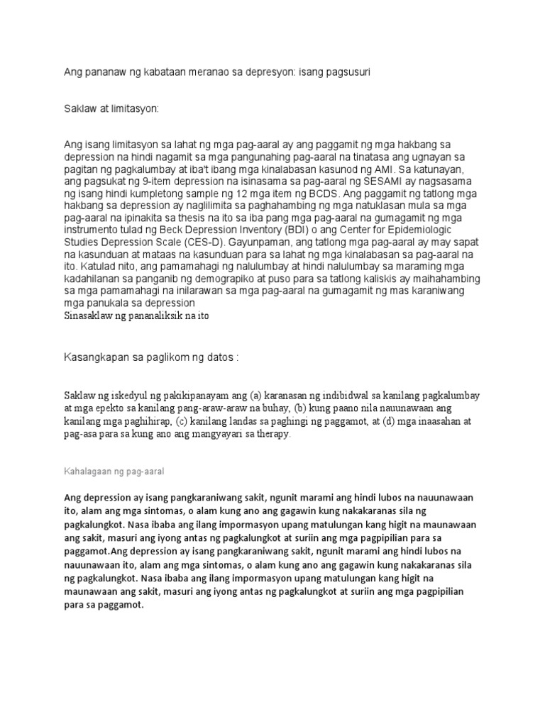 Ang Pananaw NG Kabataan Meranao Sa Depresyon 1 | PDF
