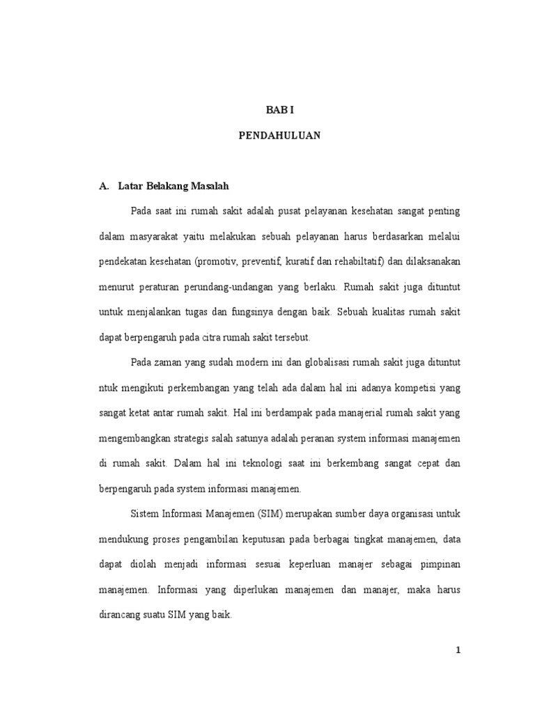Sistem Informasi Rumah Sakit (Sim - RS) | PDF