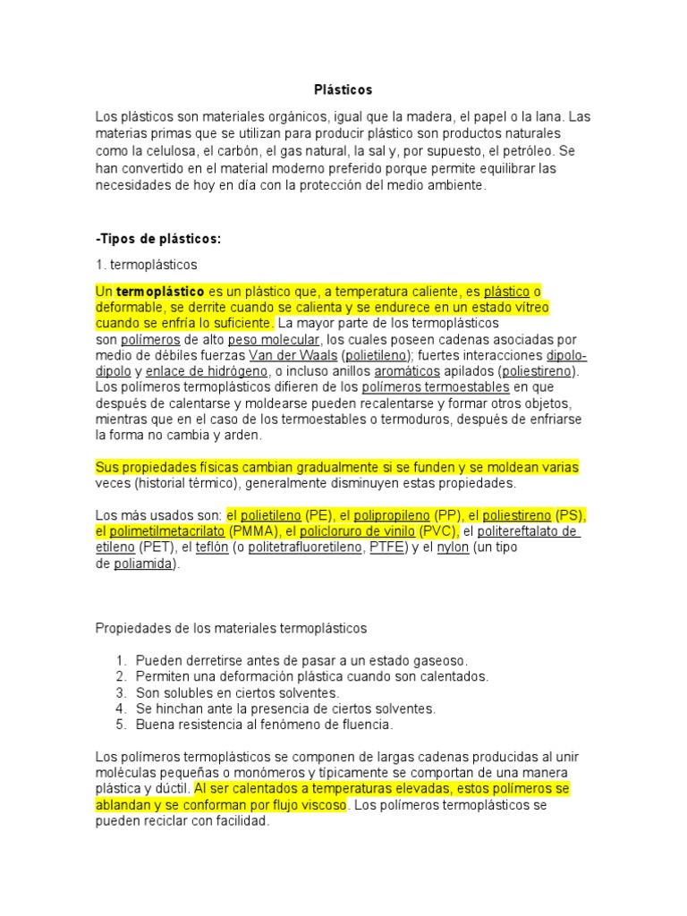 Que Son Los Plasticos y Tipos de Plasticos | PDF | Elastómero | Química de polímeros