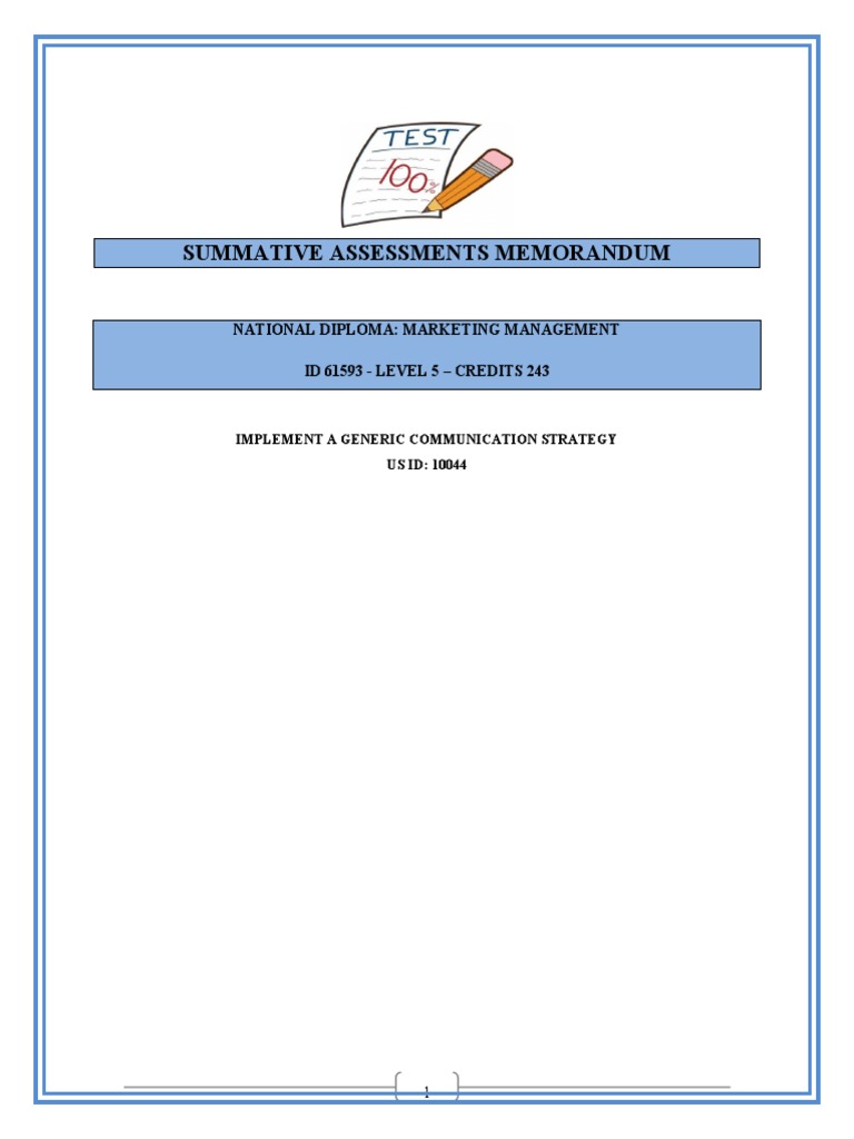Summative Assessments Memorandum | PDF | Communication | Educational Assessment