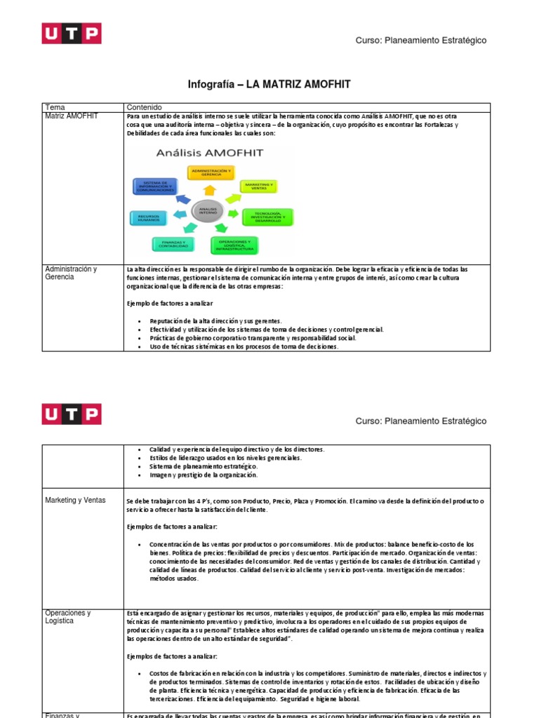 Análisis interno AMOFHIT para estudiar fortalezas y debilidades | PDF ...
