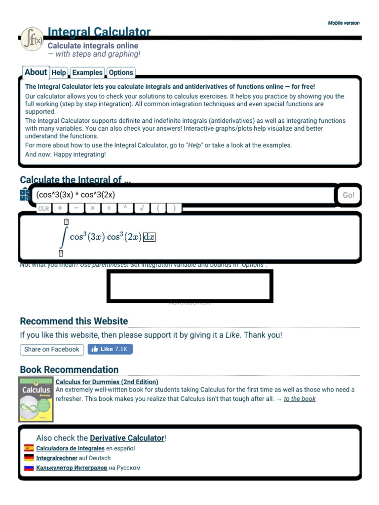 Integral Calculator - With Steps! | PDF | Integral | Function (Mathematics)