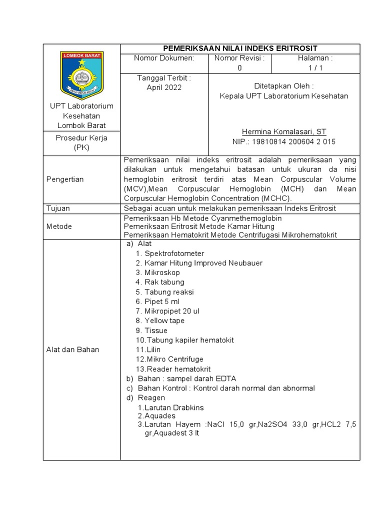 PK Nilai Indeks Eritrosit | PDF