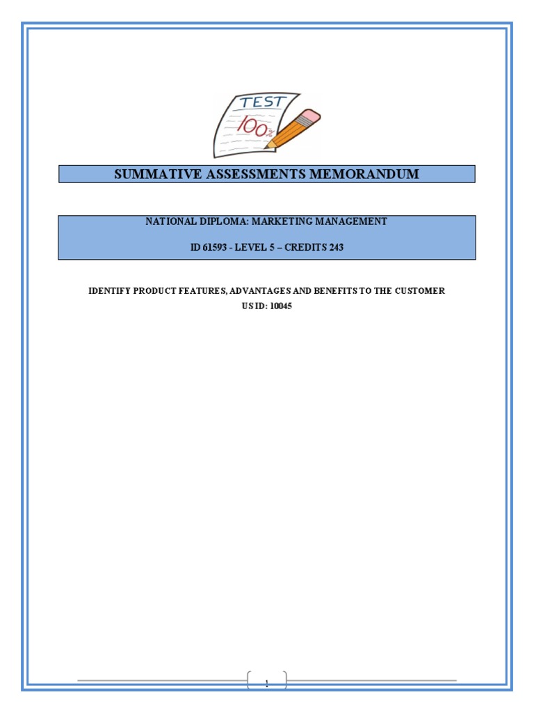 10045 - Summative Assessments Memorandum | PDF | Sales | Employment