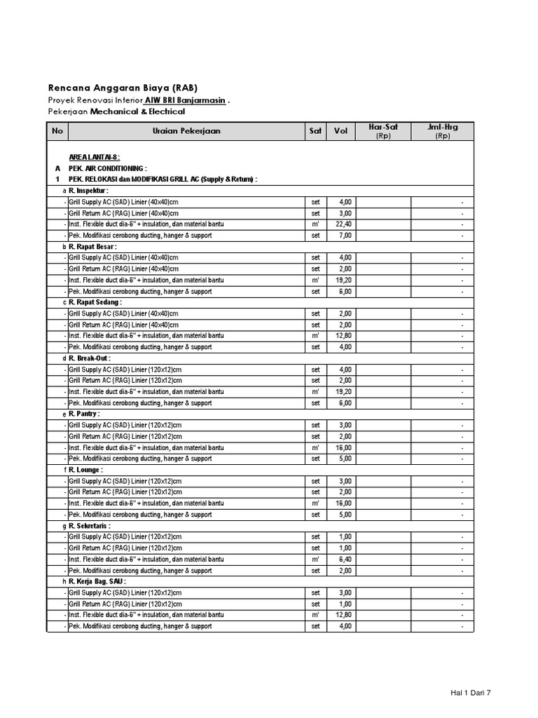 BQ AIW BANJARMASIN Mep lt8 | PDF | Duct (Flow) | Manufactured Goods