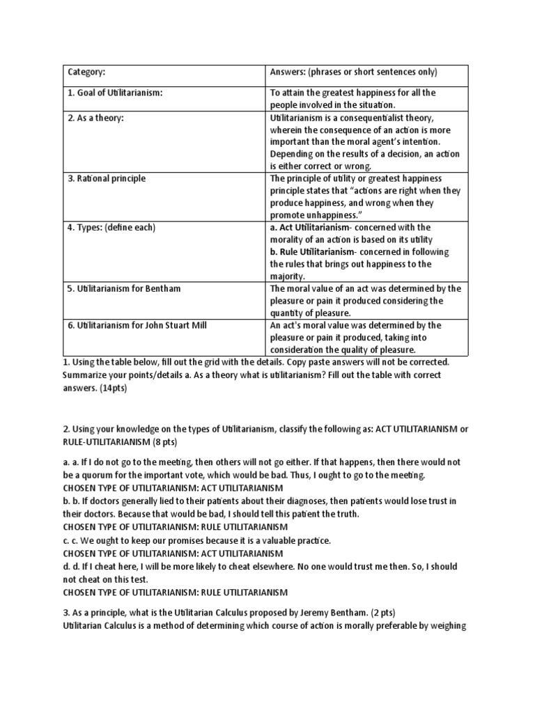 M2a2 Utlitarianism Triads | PDF | Utilitarianism | Pleasure