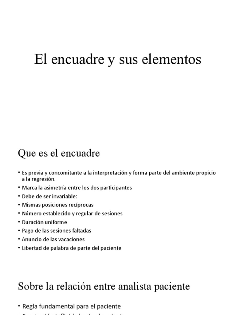 Elementos Del Encuadre Psicoanalitico | PDF | Psicoanálisis | Sicología