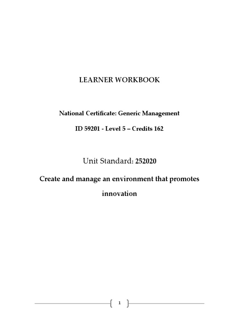 Learner Workbook | PDF | Creativity | Educational Assessment