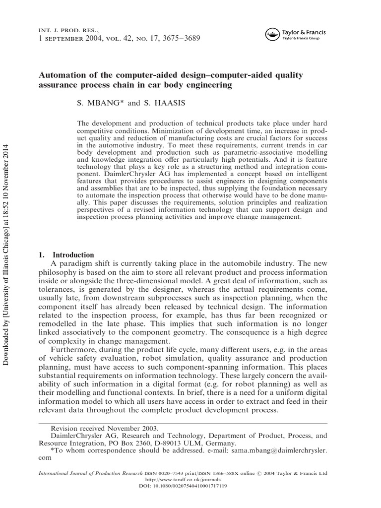 Automating CAD-CAQ Process Chain in Car Design | PDF | Computer Aided Design | Information