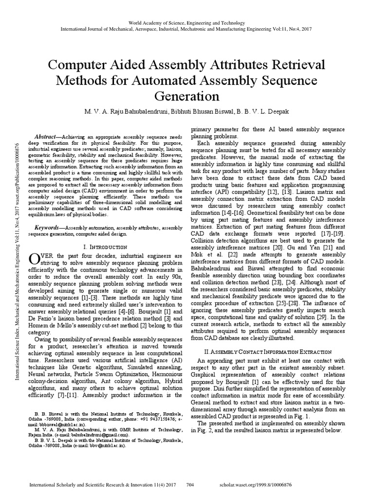 CAA - Computer Aided Assembly Attributes Retrieval Methods For ... CAA - Computer Aided Assembly Attributes Retrieval Methods For ...