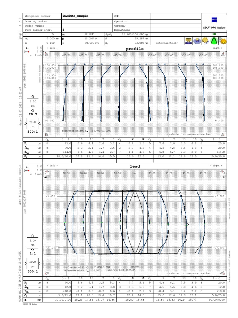 ZEISS - Measurement - Report - Gear - Pro - Involute | PDF | Mechanical Engineering | Kinematics