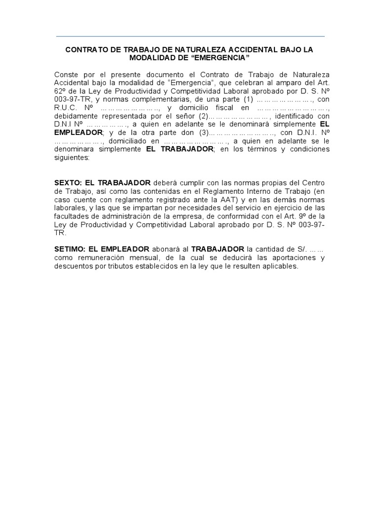 Contrato Accidental Emergencia | PDF | Derecho laboral | Economias