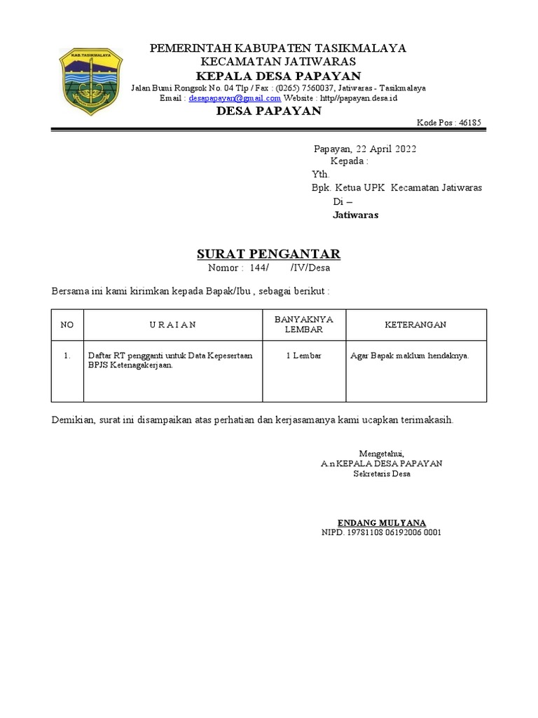 Surat Pengantar Dokumen | PDF