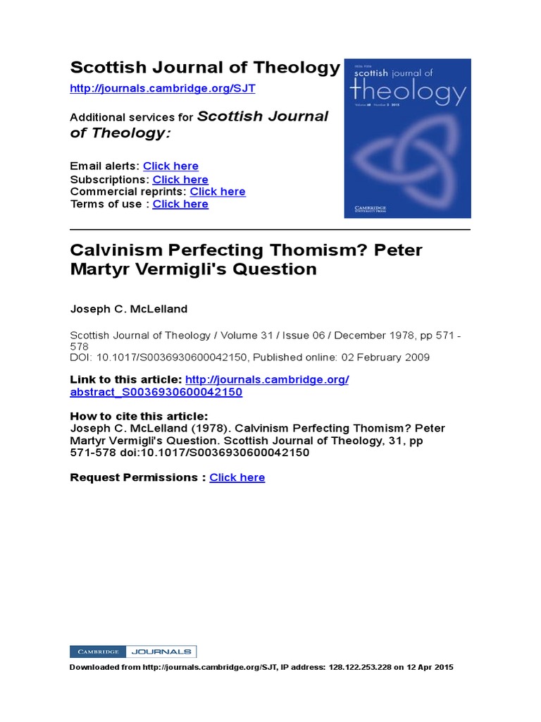 Theologians: Calvinism & Thomism | PDF | Calvinism | Original Sin