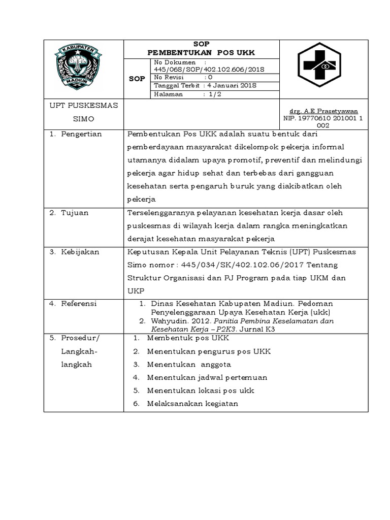 Sop Pembentukan Pos Ukk | PDF
