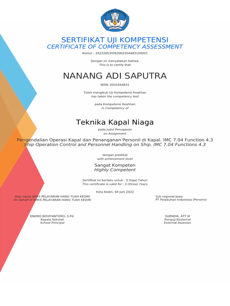 Nanang Adi Saputra-Sertifikat | PDF