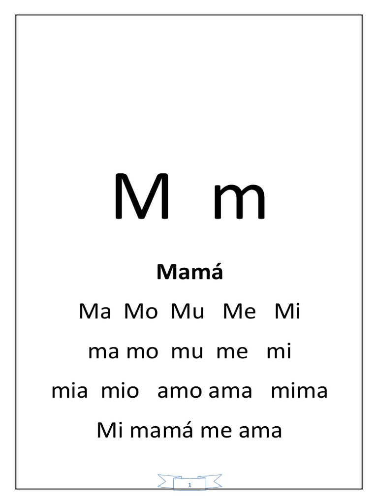 Ma Mo Mu Me Mi Ma Mo Mu Me Mi Mia Mio Amo Ama Mima Mi Mamá Me Ama | PDF