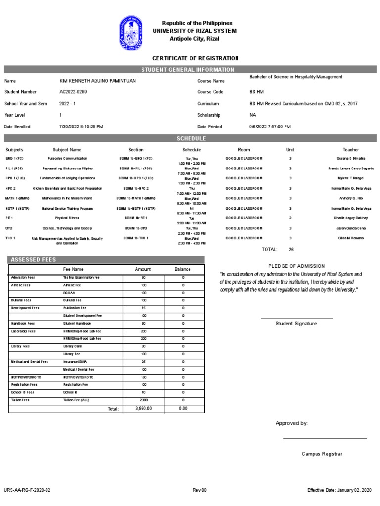 Certificate of Registration Form | PDF | Fee