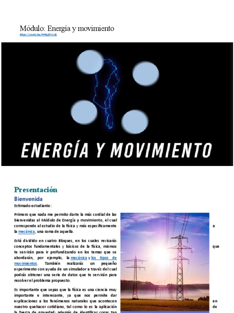 Tipos de Energía y Movimiento | PDF | Fuerza | Vector Euclidiano