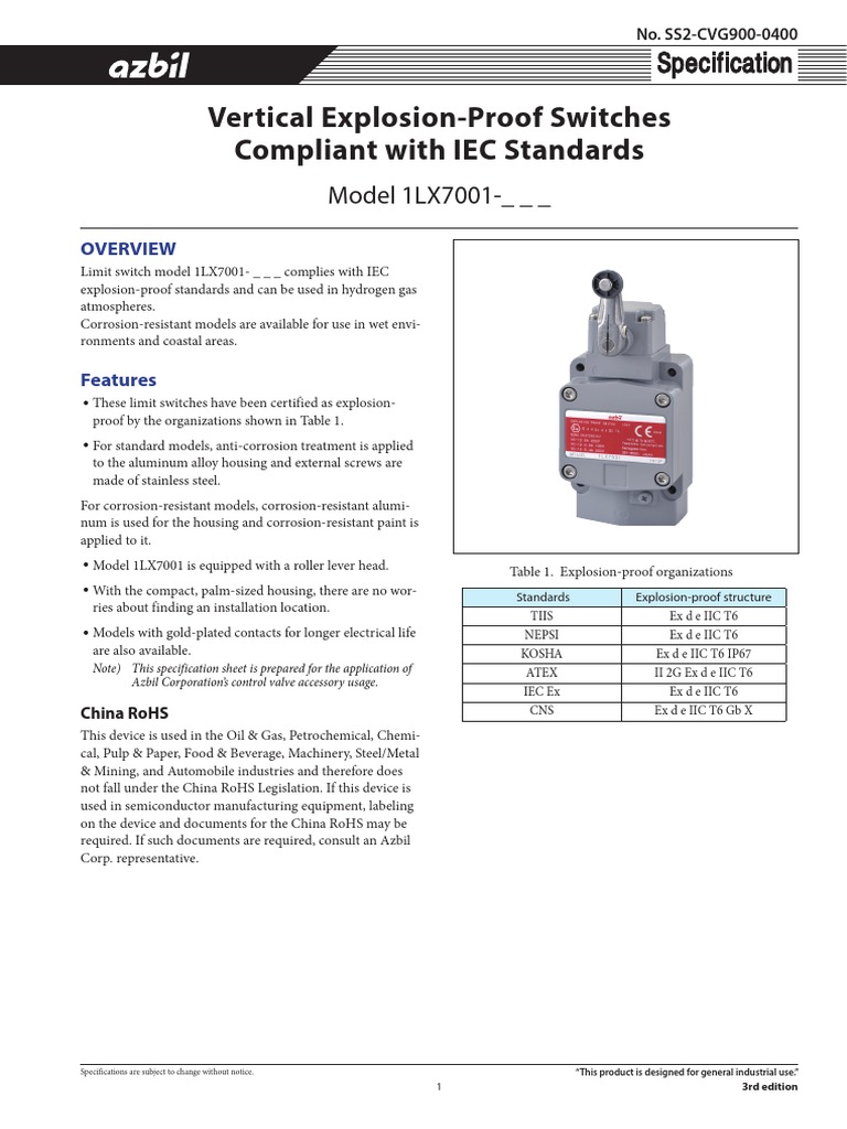 IEC Explosion-Proof Limit Switch 1LX7001 | PDF | Screw | Electrical ...