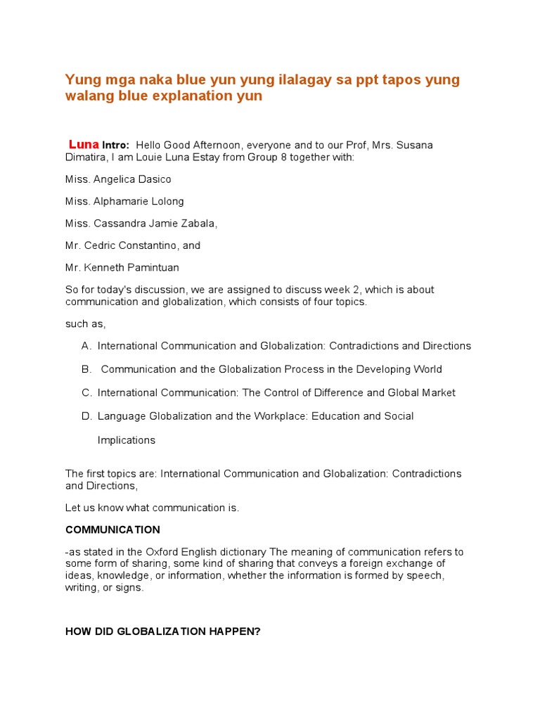 English Report Group 8 | PDF | Communication | Globalization