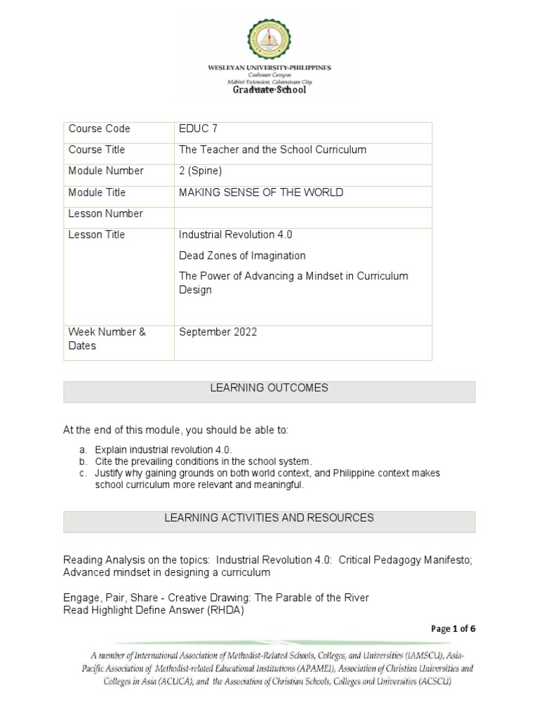 EDUC 7 Module 2 Spine | PDF | Curriculum | Learning