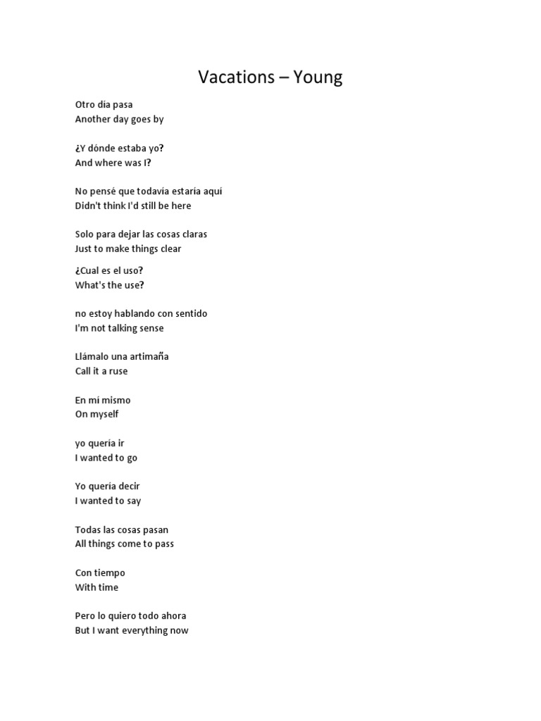 Vacations | PDF | Música grabada