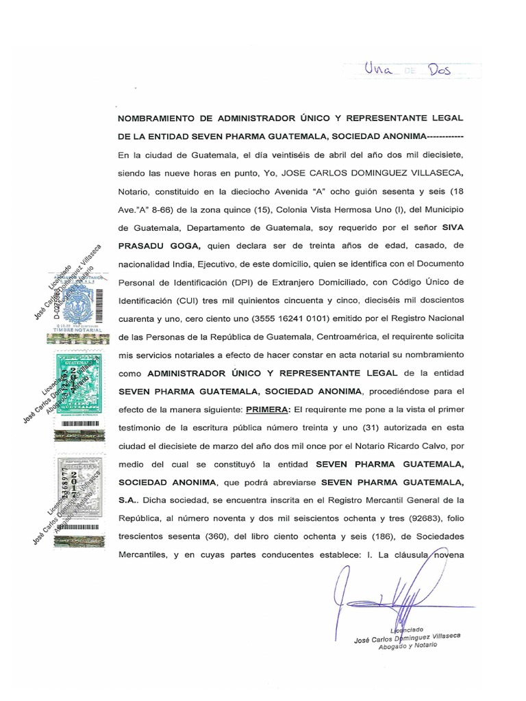 4708660nombramiento Del Administrador Unico y Representante Legal 2017 ...