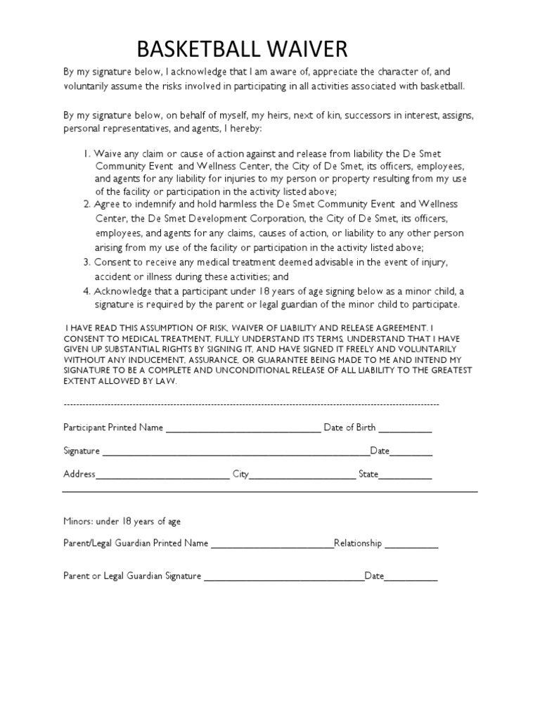 Basketball Waiver | PDF