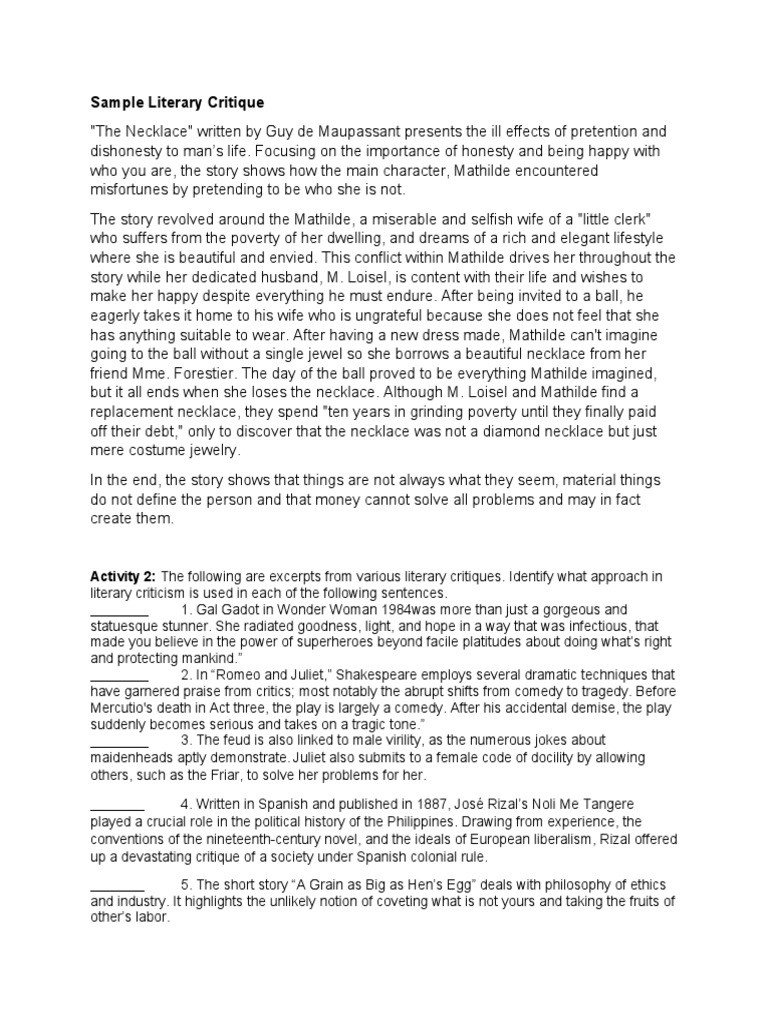 Sample Literary Critique PDF