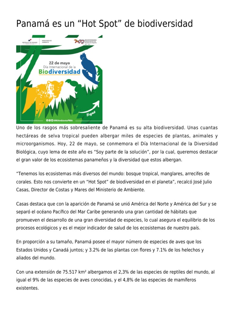 Biodiversidad en Panamá | PDF | Los bosques | Biodiversidad