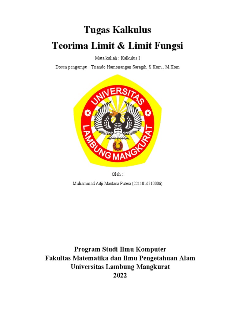 Muhammad Adji Maulana Putera - 2211016310006 - Tugas Kalkulus | PDF