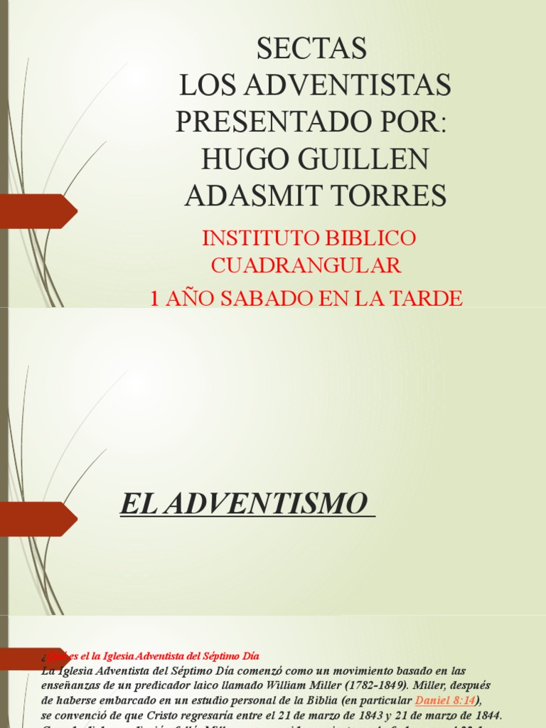 El Adventismo | PDF | Iglesia Adventista del Séptimo Día | Adventismo