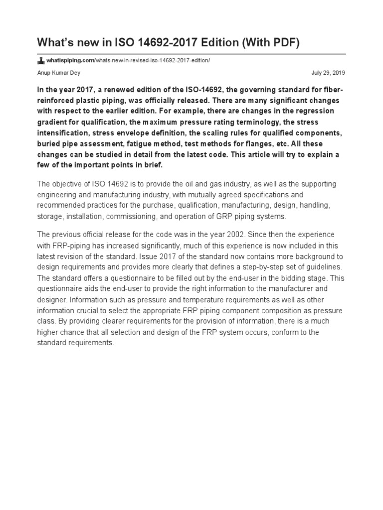 ISO 14692-2017: Key Updates for Engineers | PDF | Fiberglass | Fibre ...