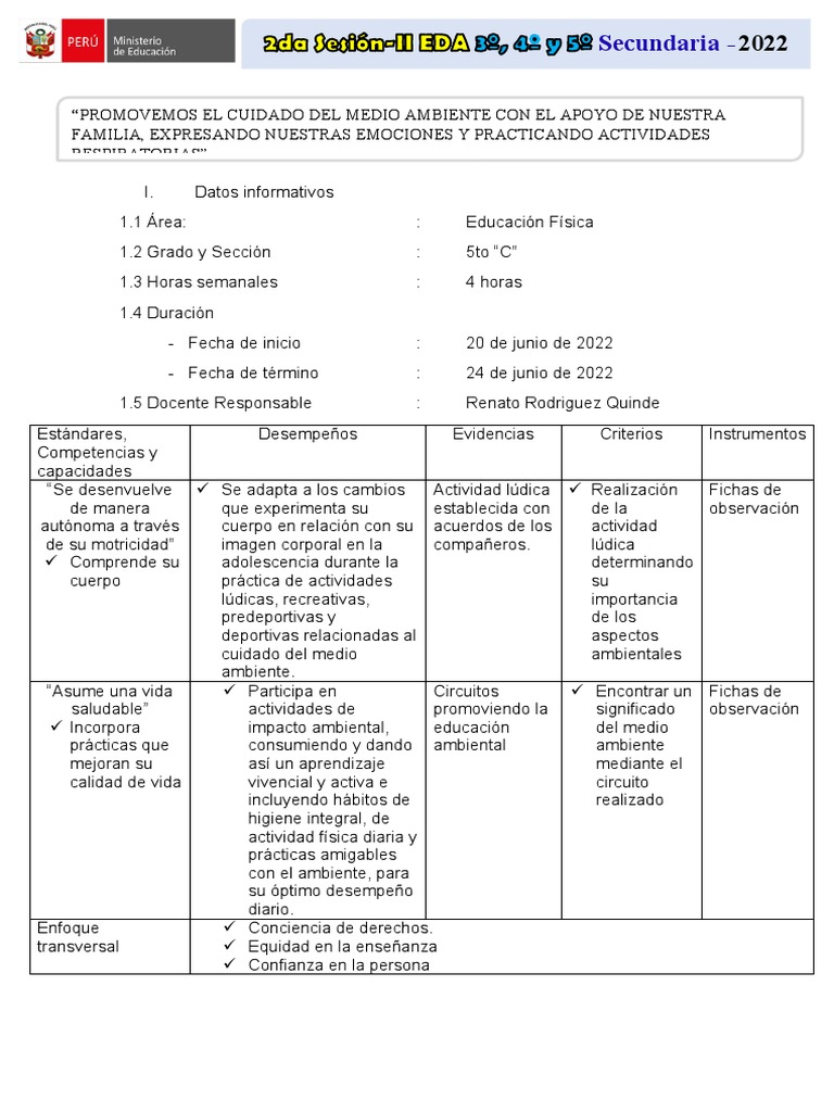 Sesion de Aprendizaje N°02 | PDF | Evaluación | Aprendizaje
