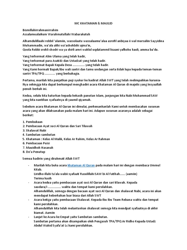 MC Khataman | PDF | Agama & Spiritualitas