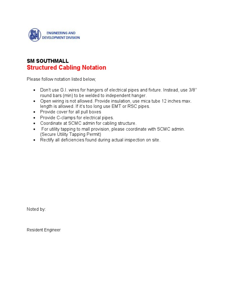 Electrical Notation Structured Cabling | PDF